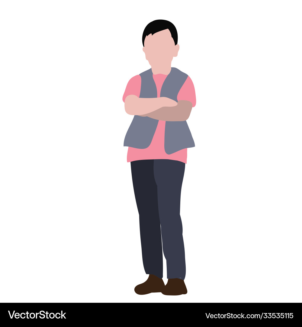 Isolated child in flat style boy standing Vector Image