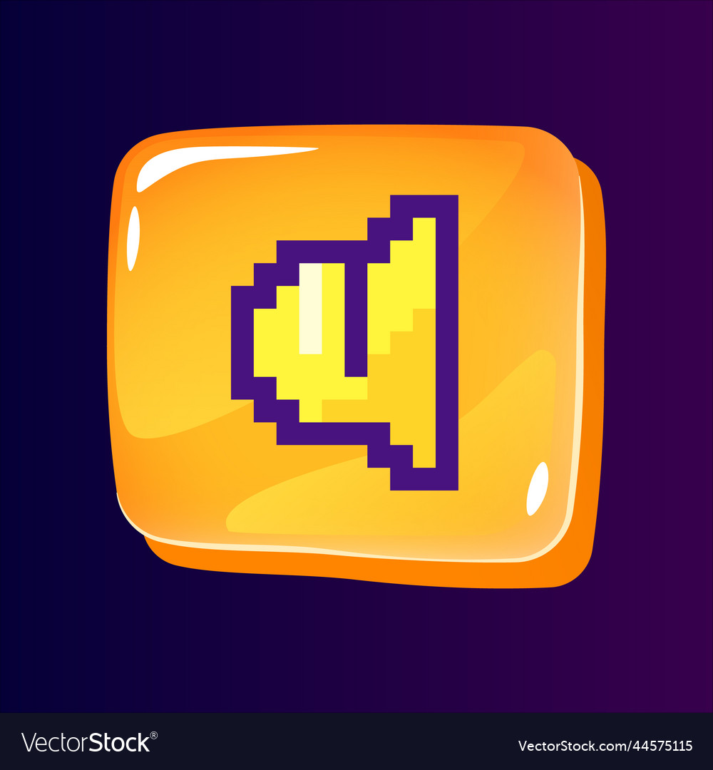 Loudspeaker glossy ui button with pixelated color Vector Image