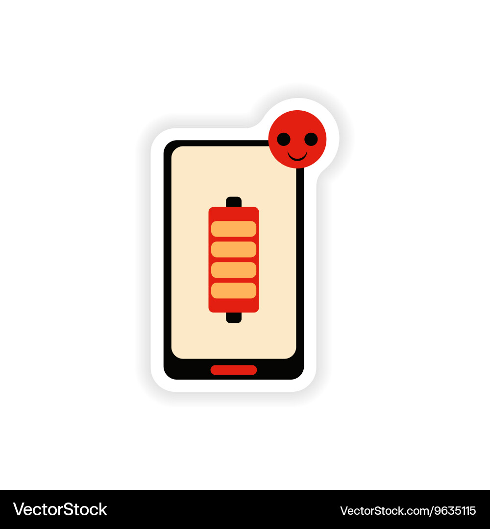 Paper sticker on white background mobile phone Vector Image