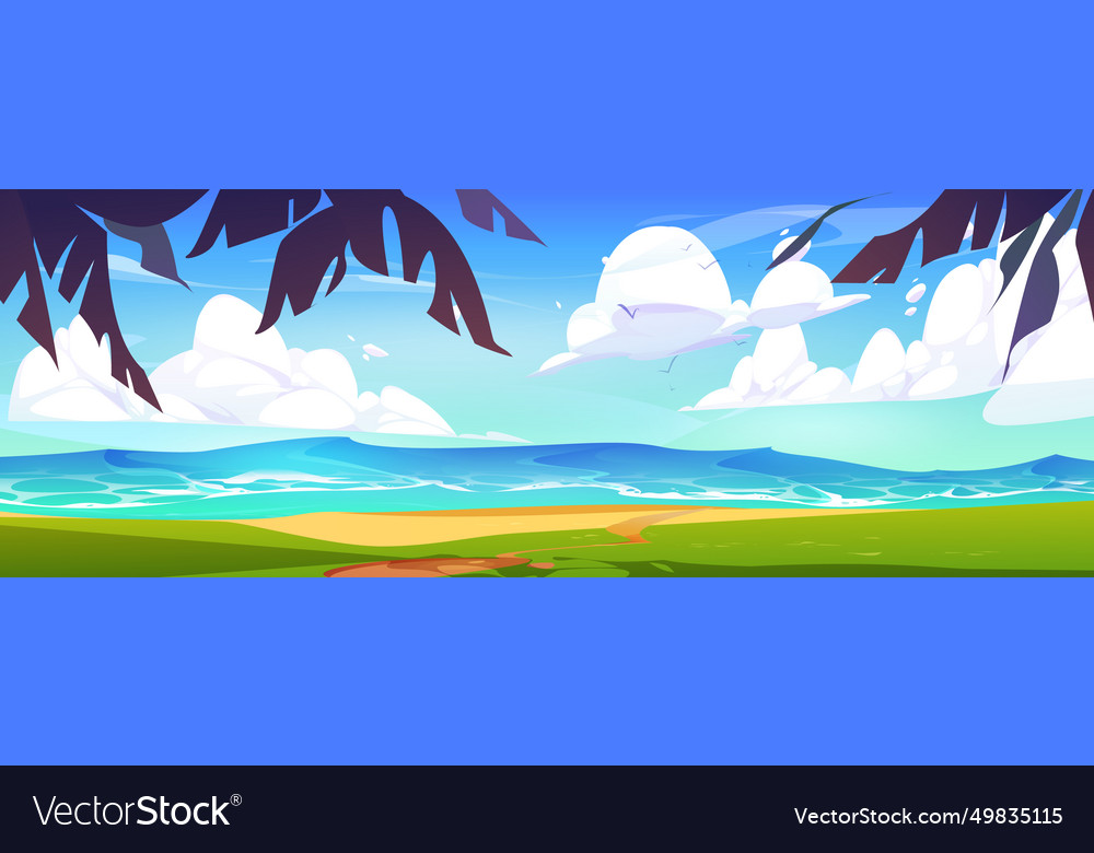 Sea beach landscape with palm trees Royalty Free Vector