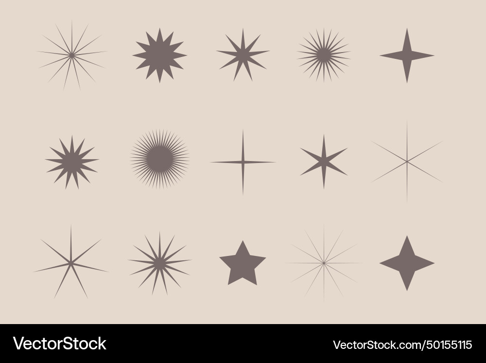 Sparkle stars icon set design collection abstract Vector Image