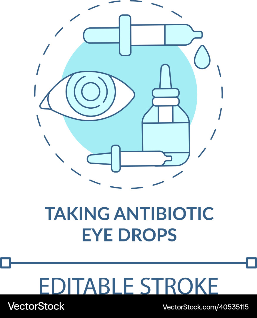Taking antibiotic eye drops blue concept icon Vector Image