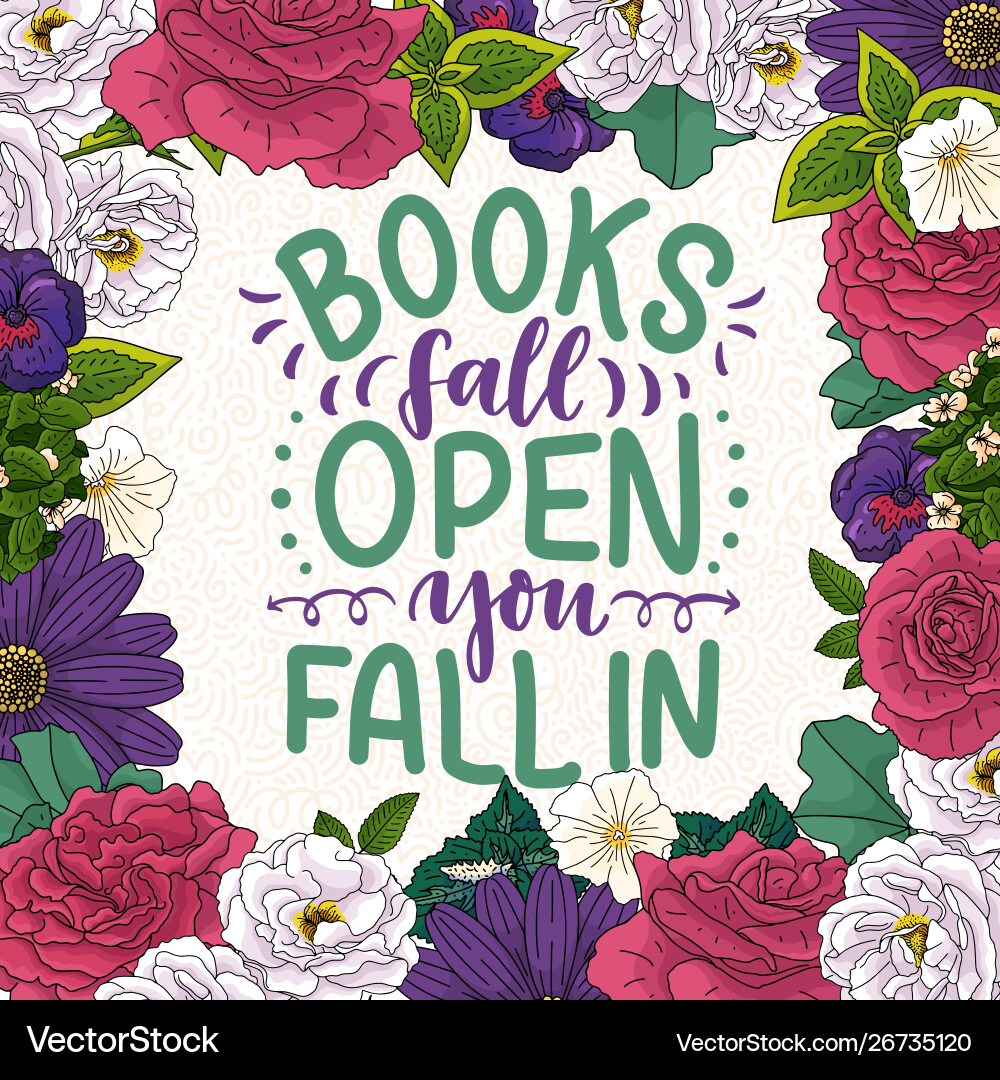 Abstract lettering about books and reading Vector Image