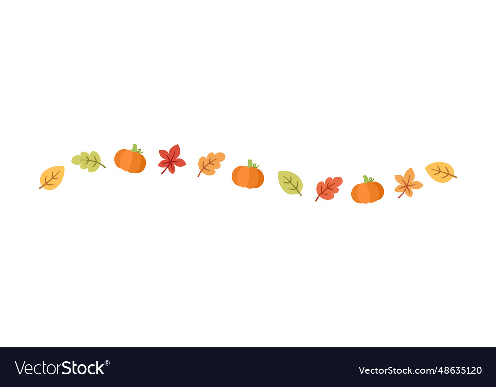 Autumn leaves and pumpkins separator border Vector Image
