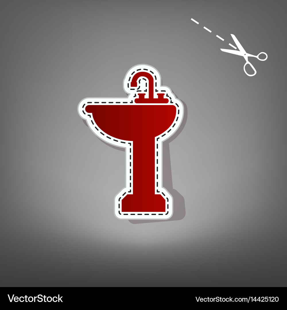 Bathroom sink sign red icon with for Royalty Free Vector