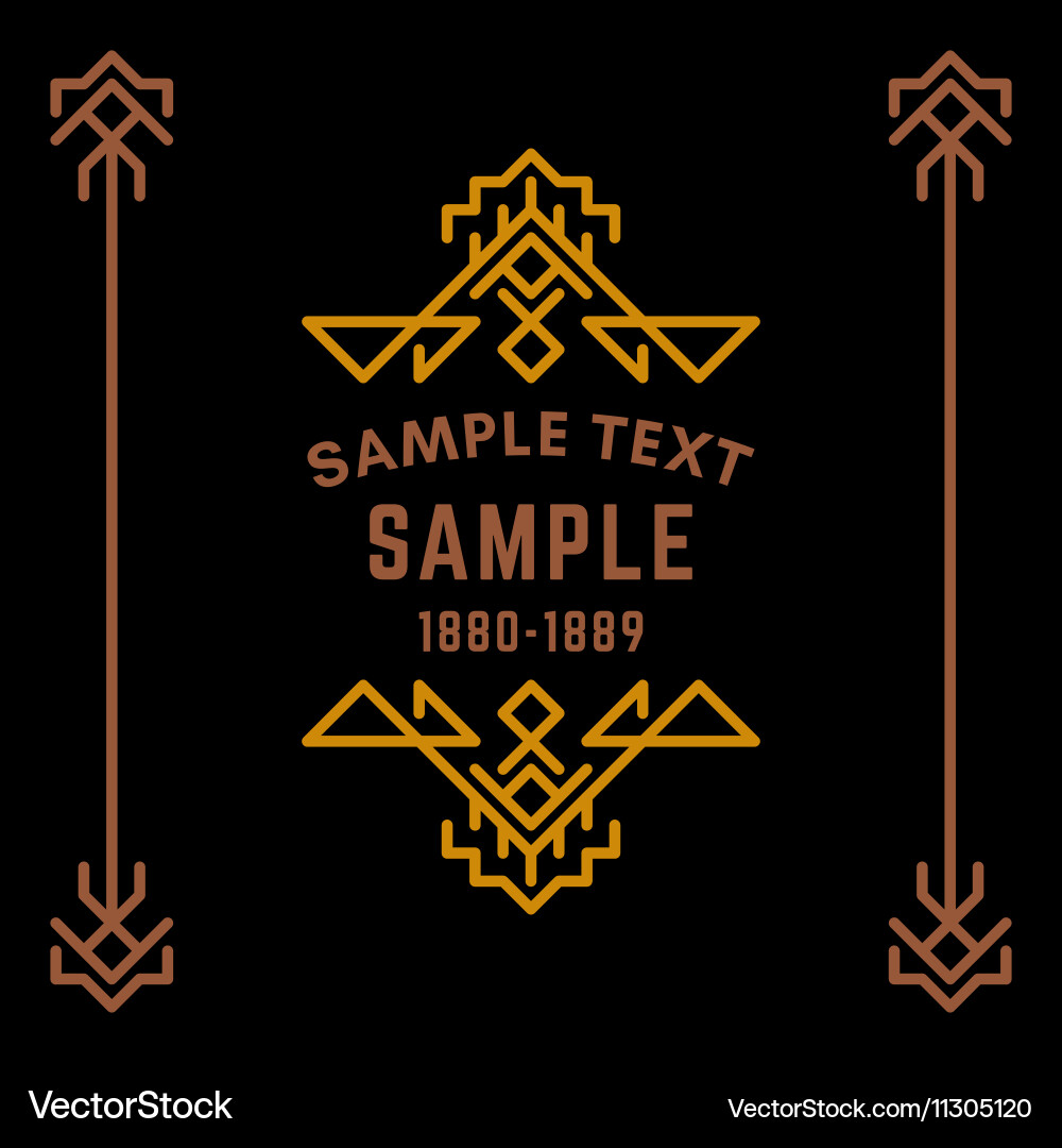 Decorative geometric logo and borders brown Vector Image