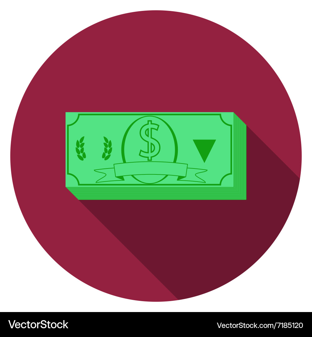 Flat design money icon with long shadow isolated Vector Image