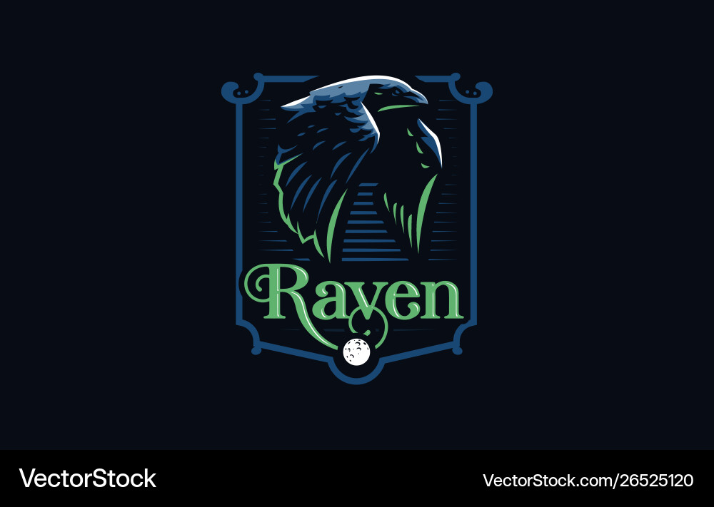 Flying raven in minimalist style Royalty Free Vector Image