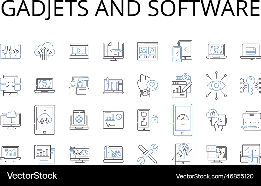 Gadjets and software line icons collection Vector Image