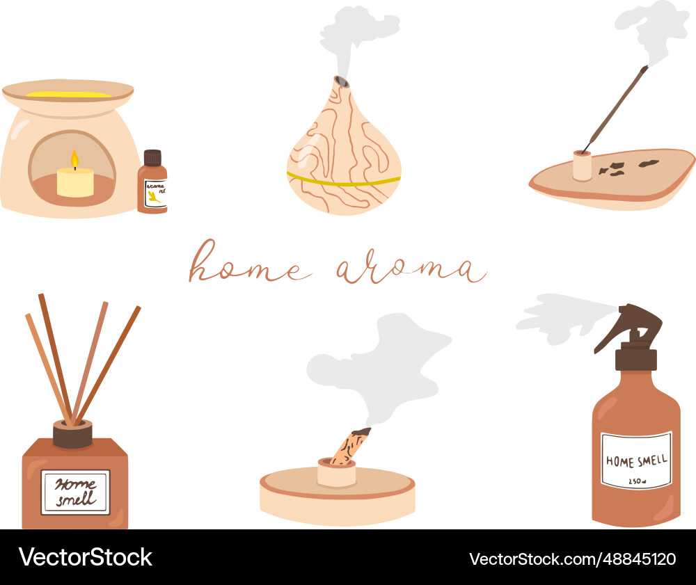 Home aroma stickerpack home scent set Royalty Free Vector