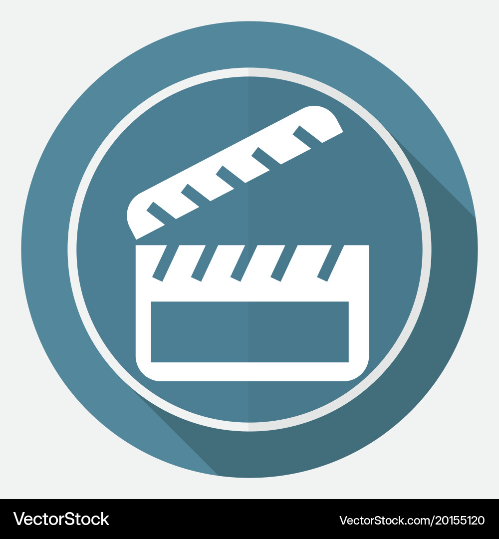 Icon cinema on white circle with a long shadow Vector Image