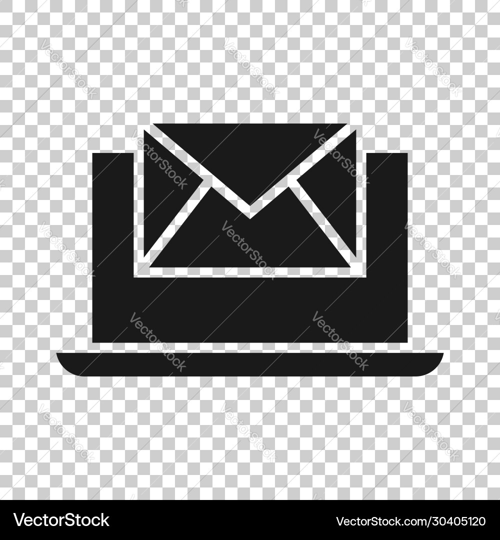 Laptop with email icon in flat style mail Vector Image