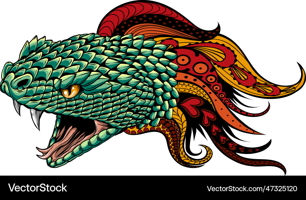 Snake head with mandala Royalty Free Vector Image