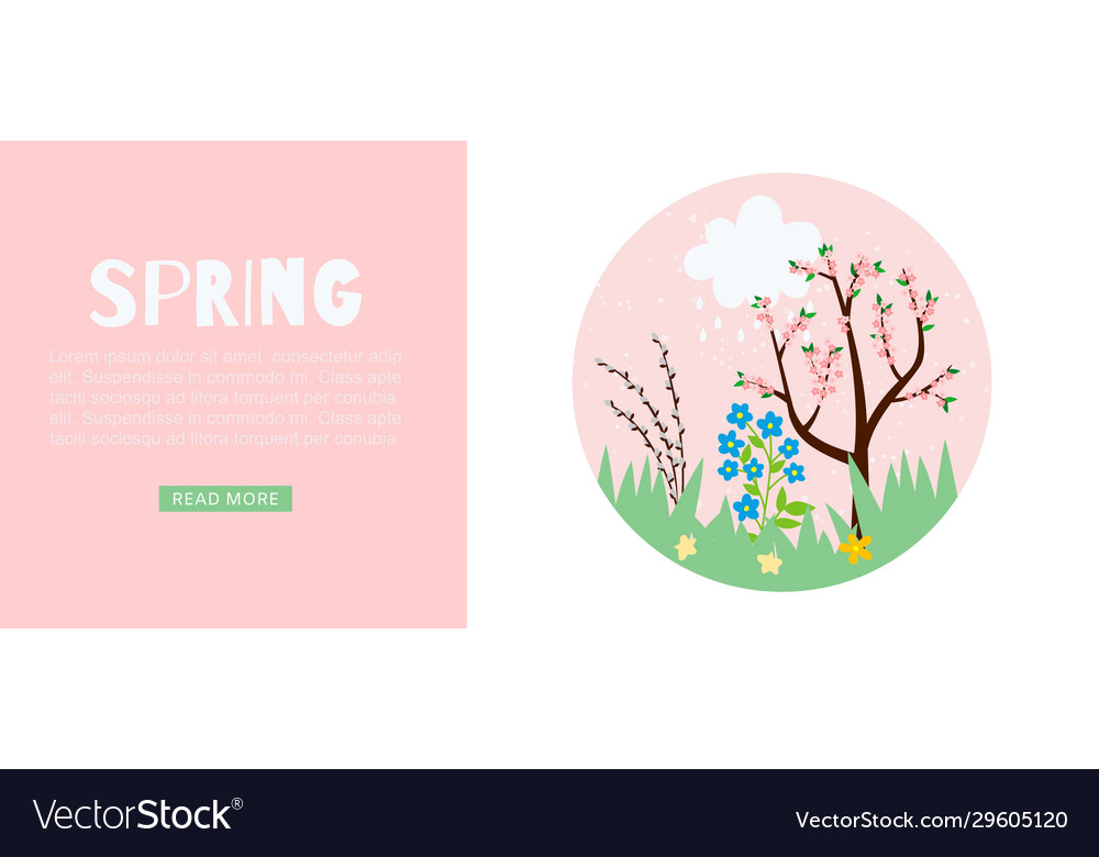 Spring pink web banner for warm season Royalty Free Vector