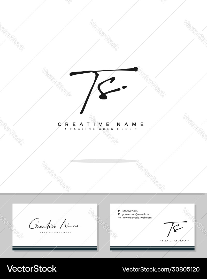 T s ts initial logo signature handwriting Vector Image