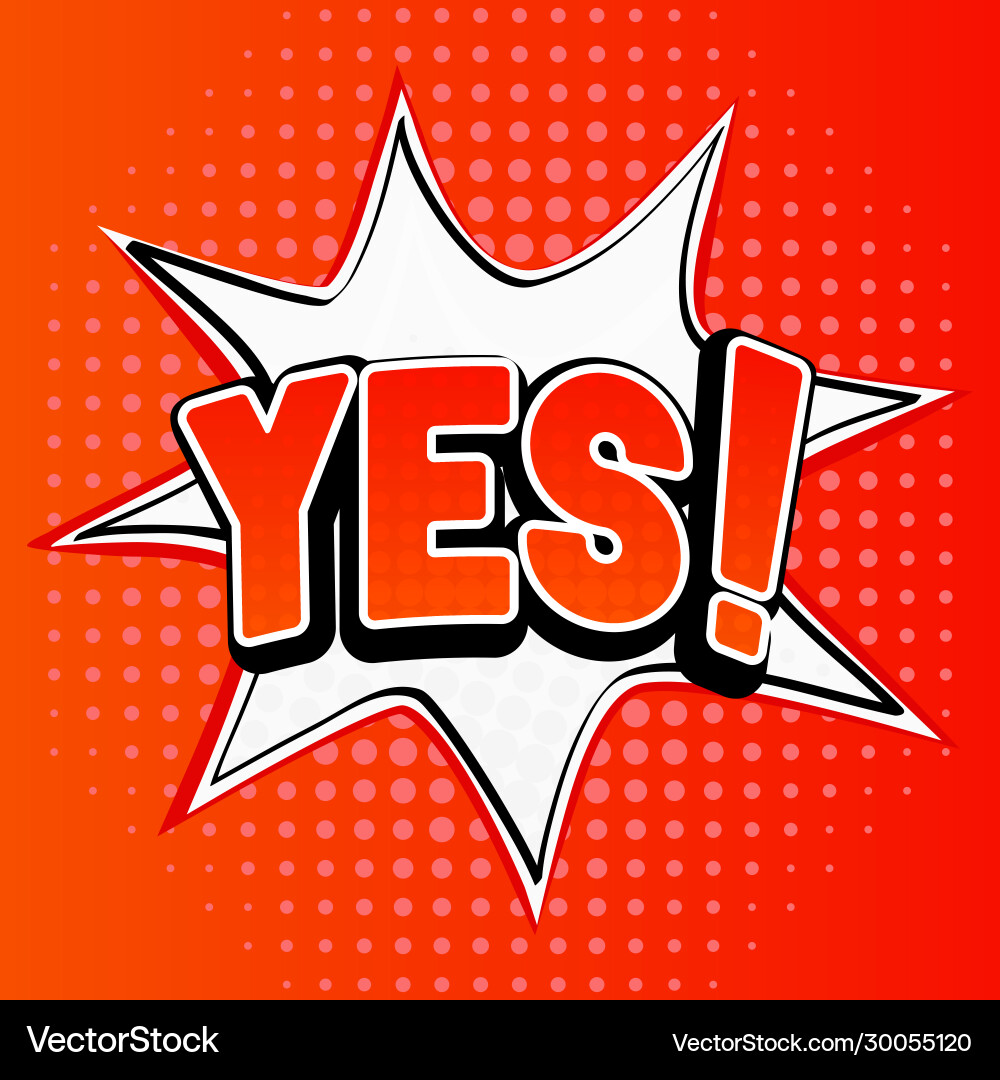 Yes sign comic book style on orange background Vector Image