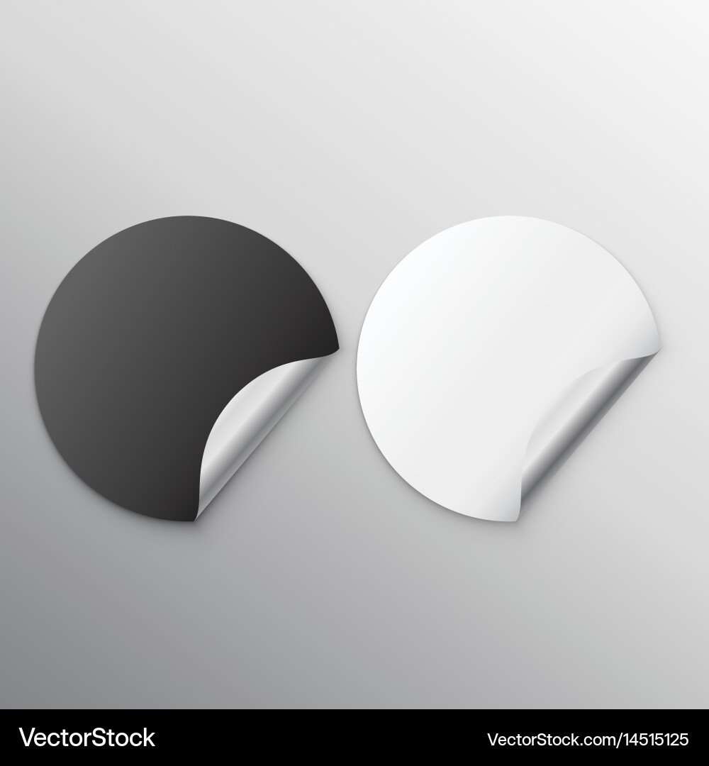 Black and white blank stickers with curl Vector Image
