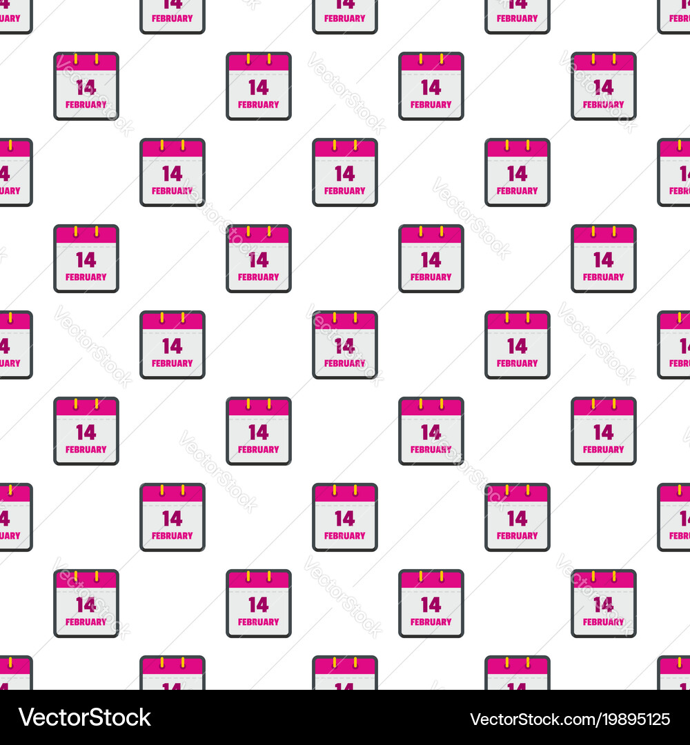Calendar fourteenth february pattern seamless Vector Image