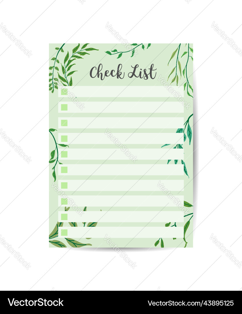 Check list decorated with floral Royalty Free Vector Image