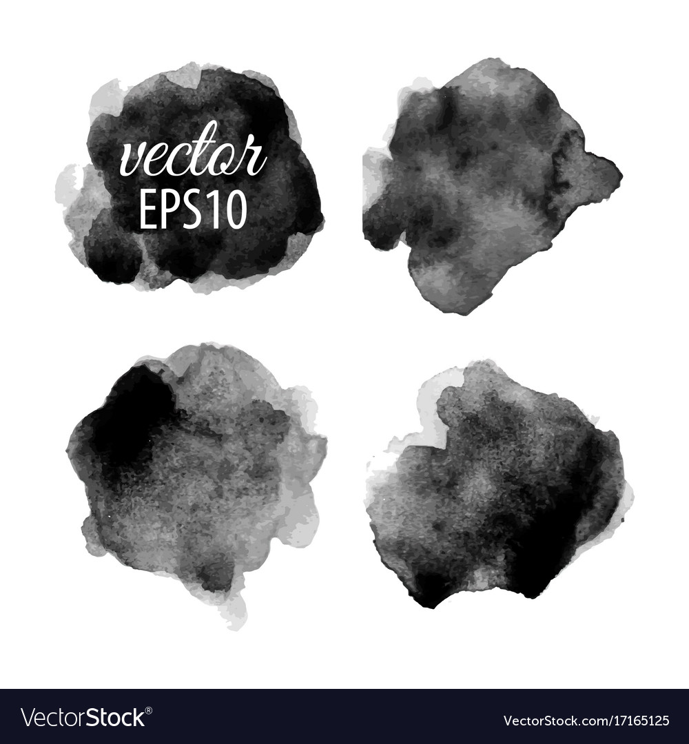 Set Abstract Black Ink Blots Royalty Free Vector Image