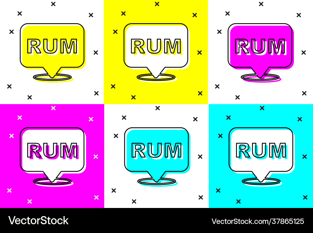 Set alcohol drink rum bottle icon isolated Vector Image
