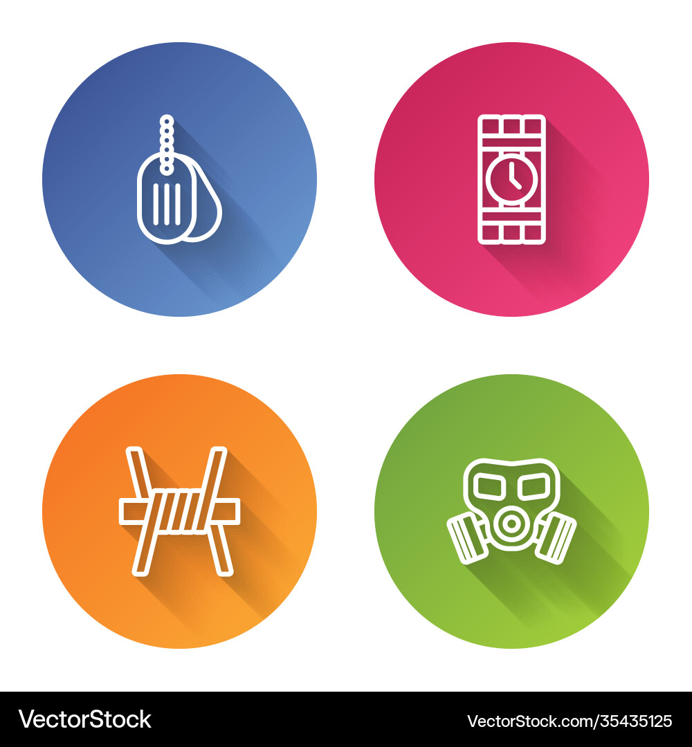 Set line military dog tag dynamite and timer Vector Image