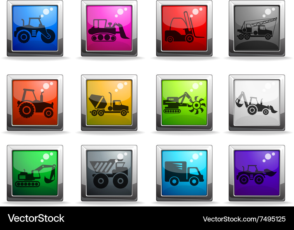 Transportation and Construction Machines icons Vector Image