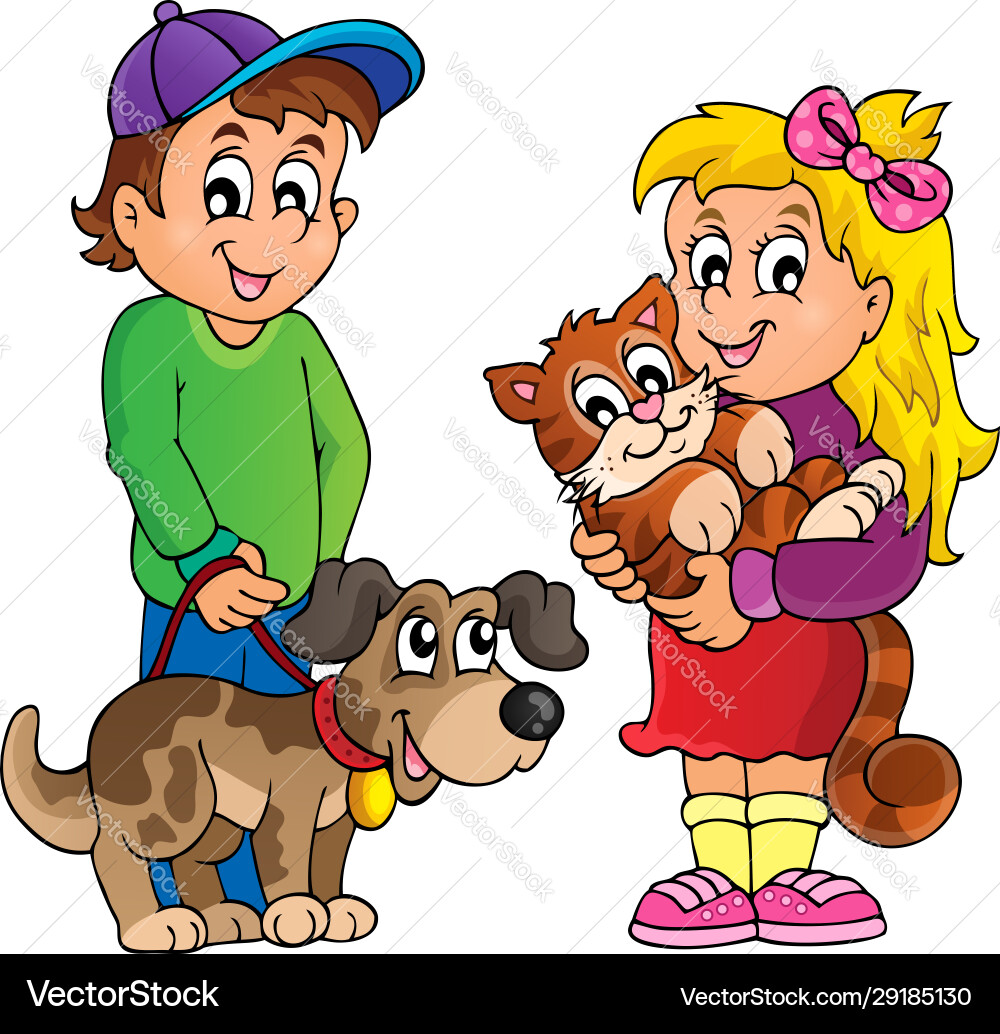 Children with pets theme 1 Royalty Free Vector Image