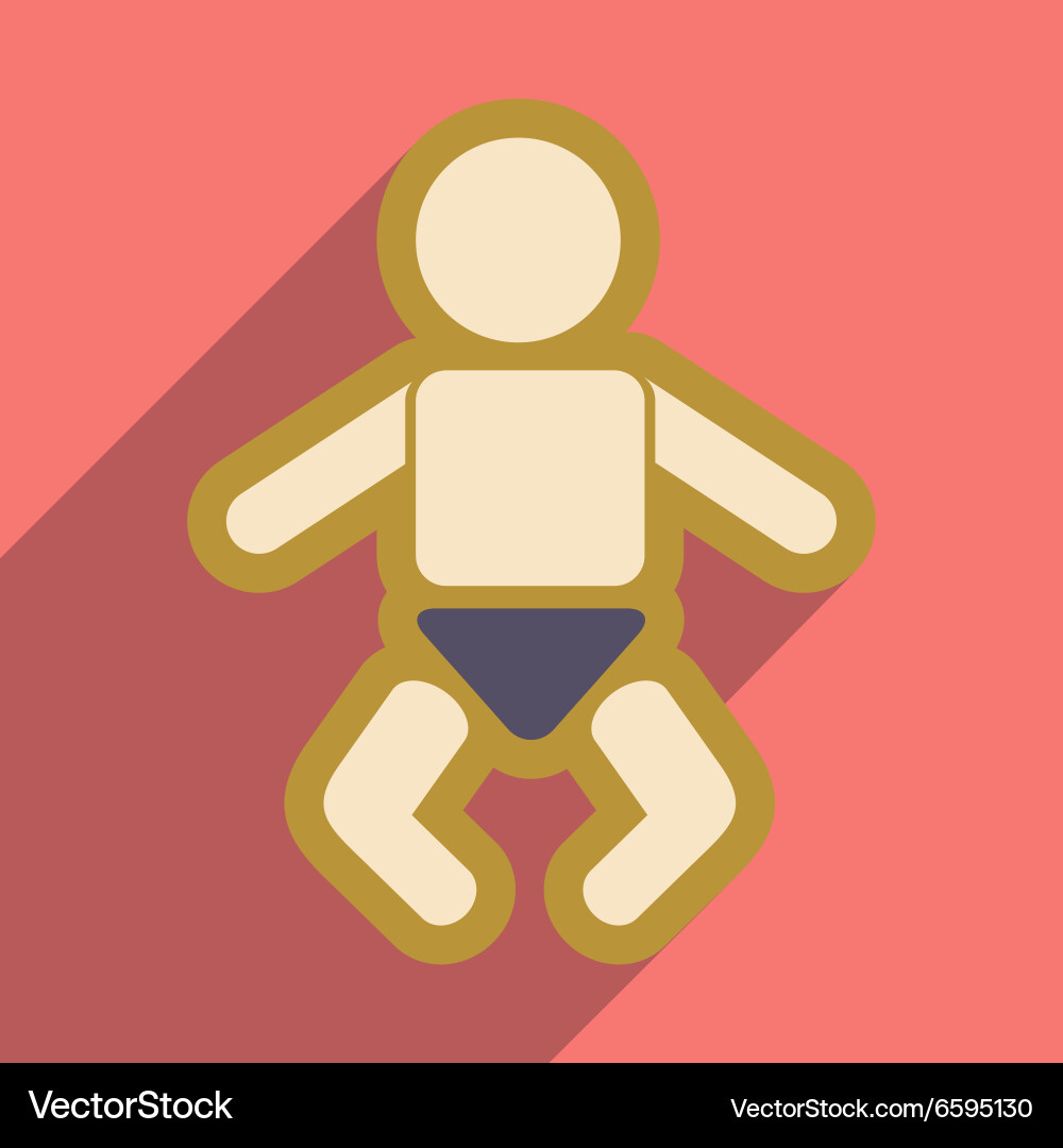Flat icon with long shadow newborn baby Royalty Free Vector