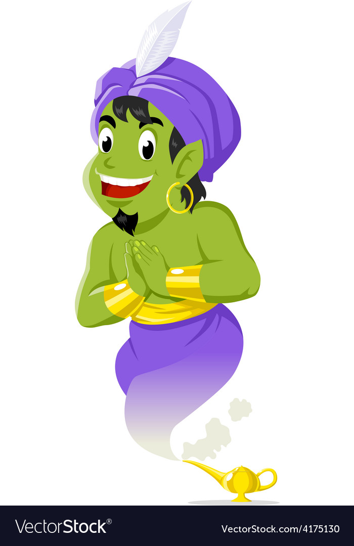 Genie Cartoon Royalty Free Vector Image Vectorstock