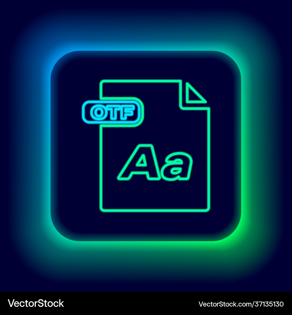 Glowing neon line otf file document download otf Vector Image