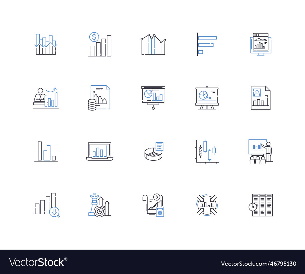 Graphs charts line icons collection bar line Vector Image