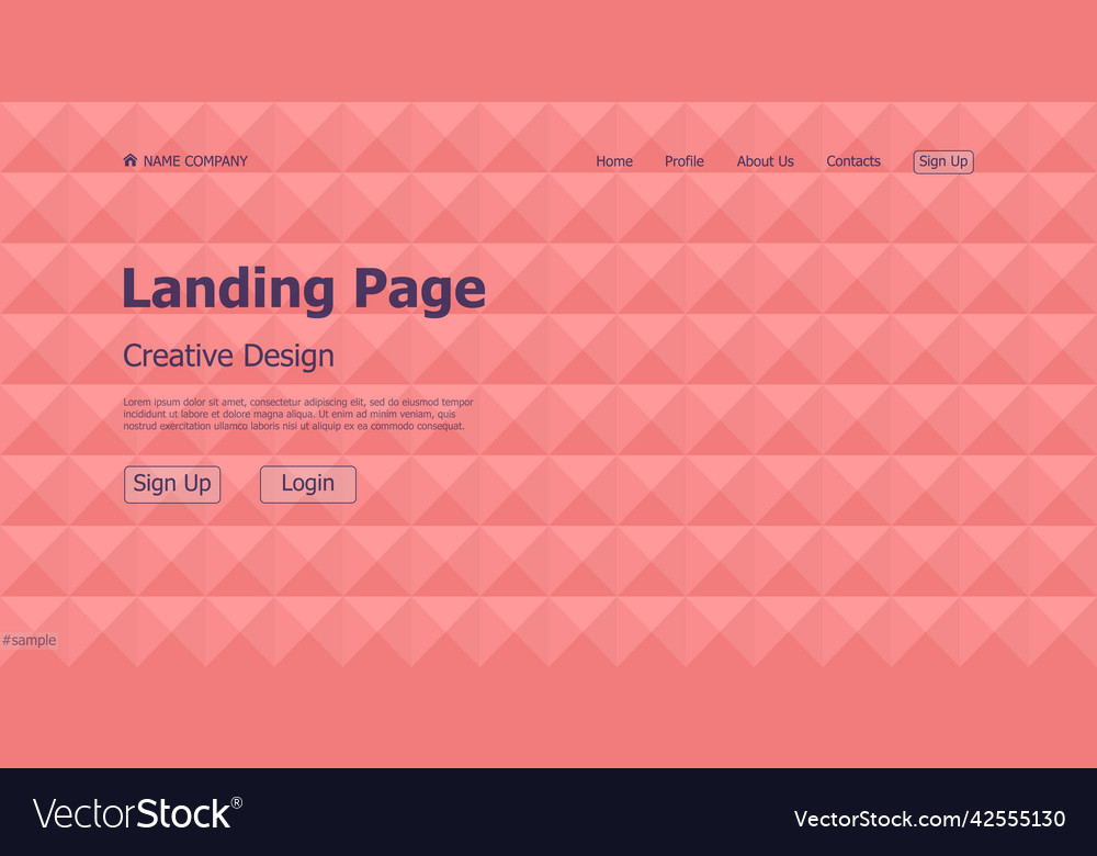 Home page landing page red geometric template Vector Image Home page landing page red geometric template Vector Image