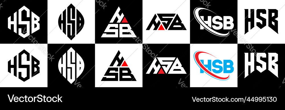 Hsb letter logo design in six style polygon Vector Image
