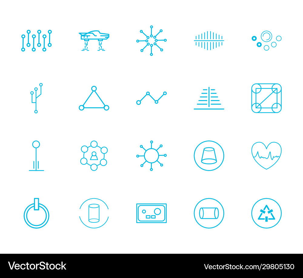 Isolated futuristic line style icon set Royalty Free Vector