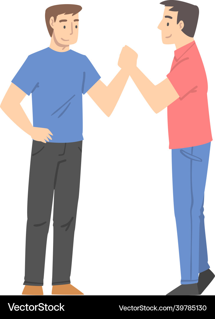 Man character shaking hand as brief greeting Vector Image