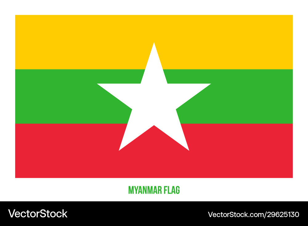 Myanmar flag on white background national Vector Image