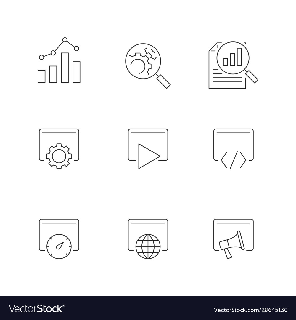 Search engine optimization line icons on white Vector Image