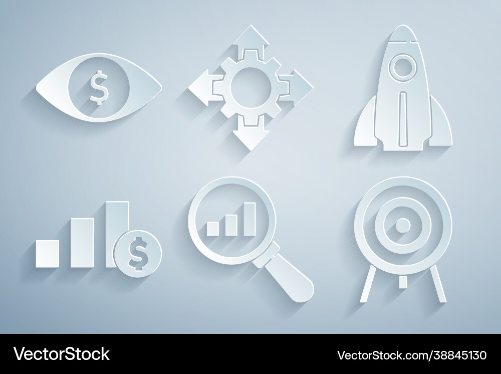 Set magnifying glass and analysis startup project Vector Image