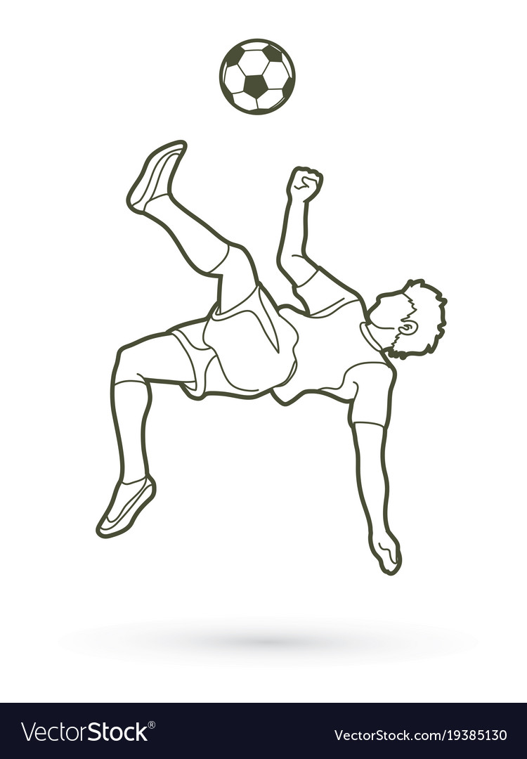 Soccer player somersault kick overhead kick Vector Image