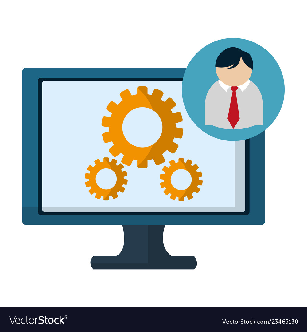 Technology computing support cartoon Royalty Free Vector