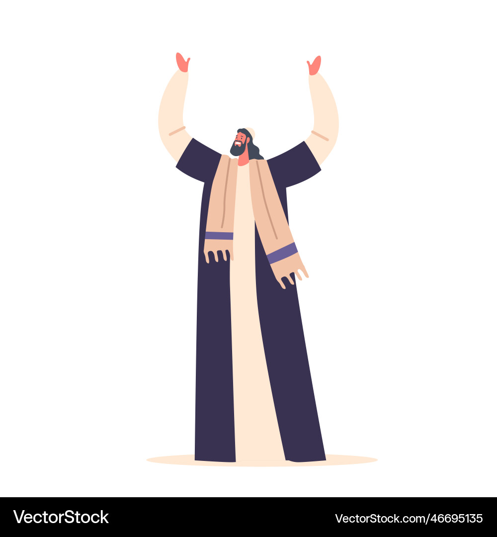 Ancient israelite man standing with raised hands Vector Image