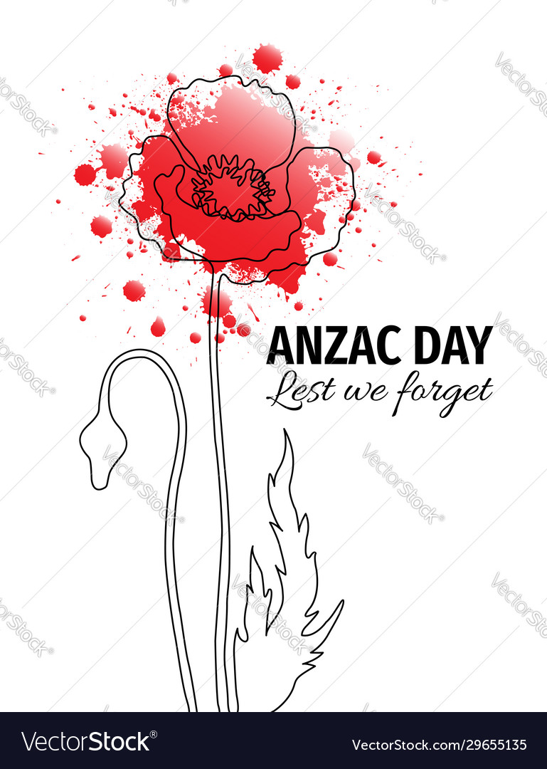 Anzac day banner lest we forget lettering Vector Image