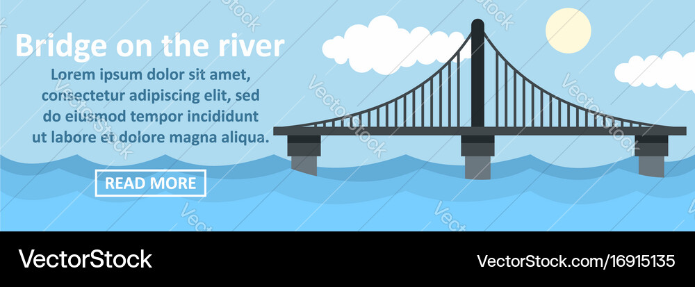 Bridge on the river banner horizontal concept Vector Image