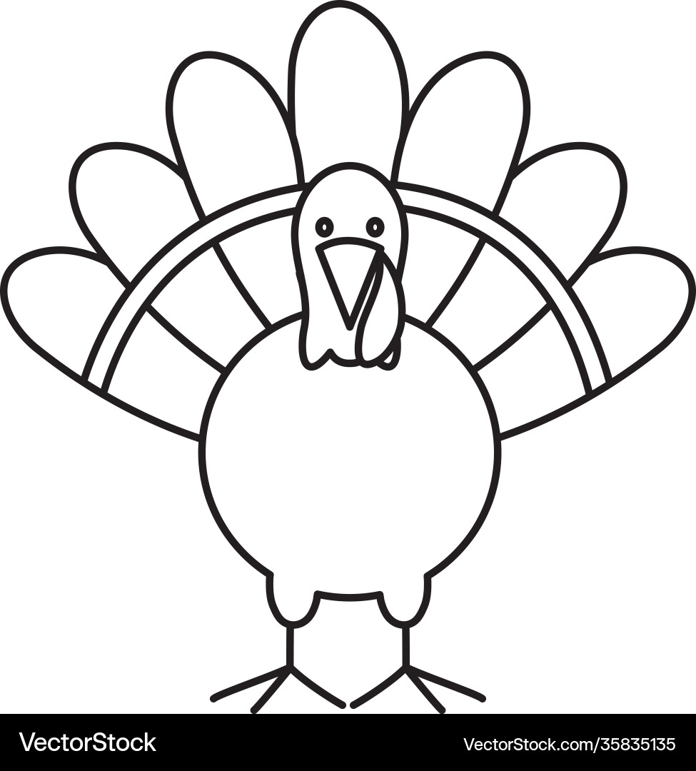 Cartoon turkey icon line style Royalty Free Vector Image