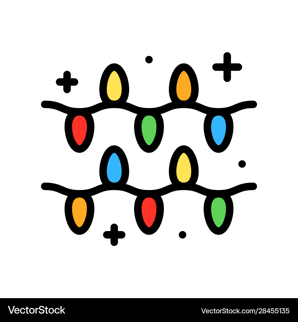 Christmas lights filled style icon Royalty Free Vector Image