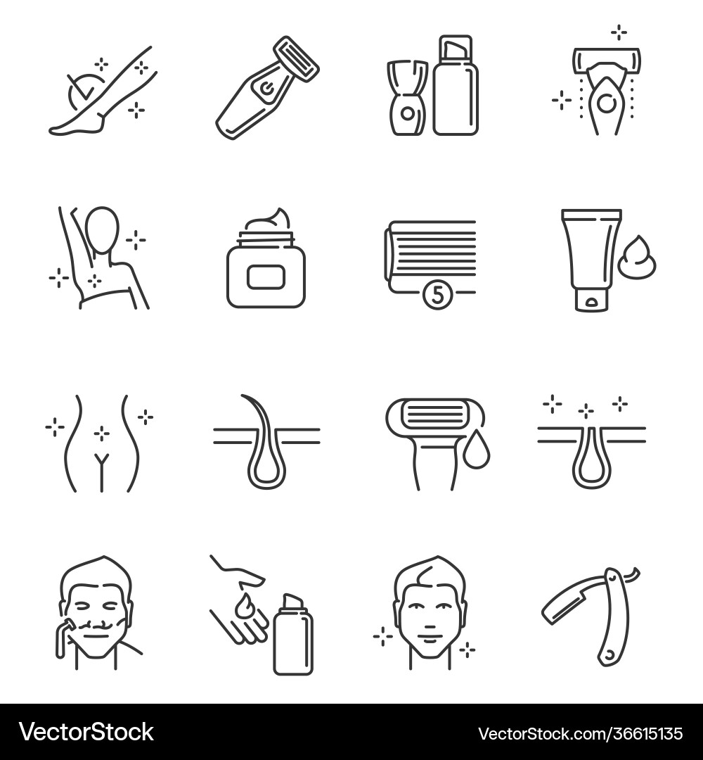 Collection hand drawn shaving icon monochrome Vector Image