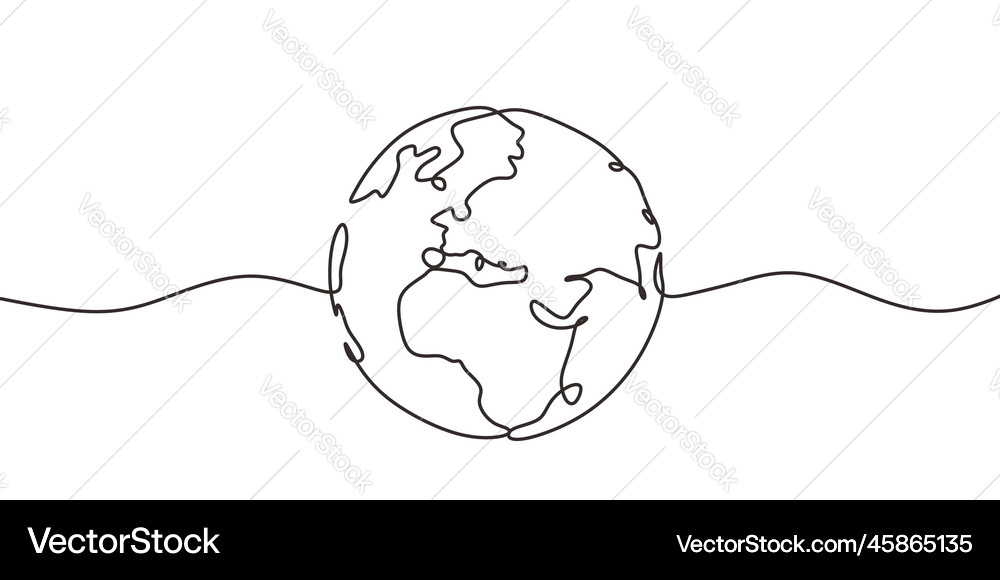 Continuous one line drawing of earth concept Vector Image