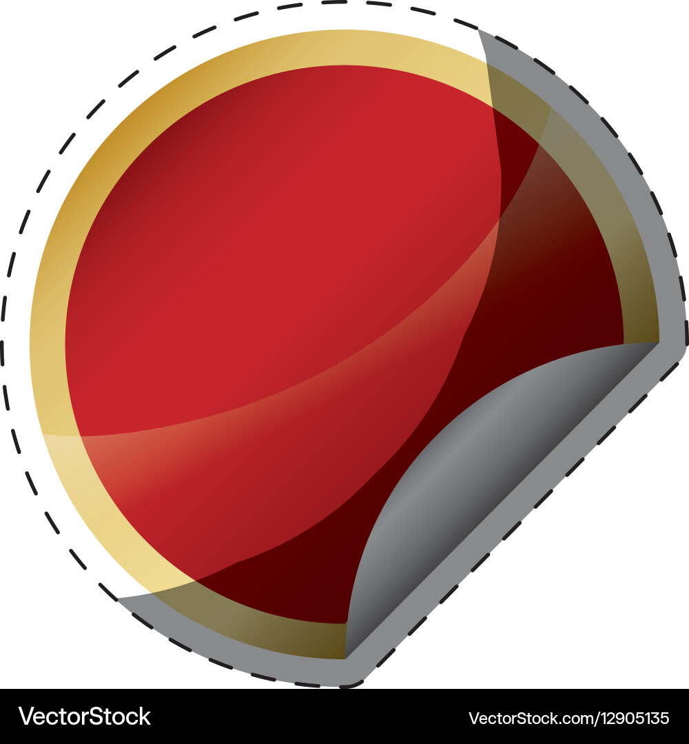 Glossy finish red circle with golden frame blank Vector Image