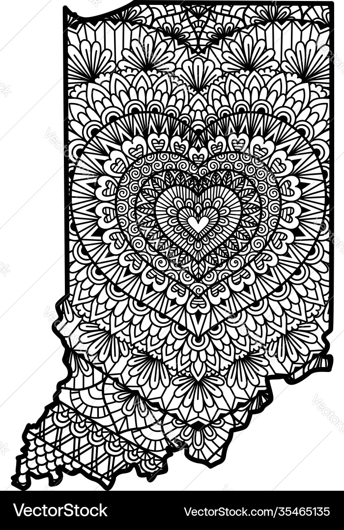 Heart in indiana state Royalty Free Vector Image